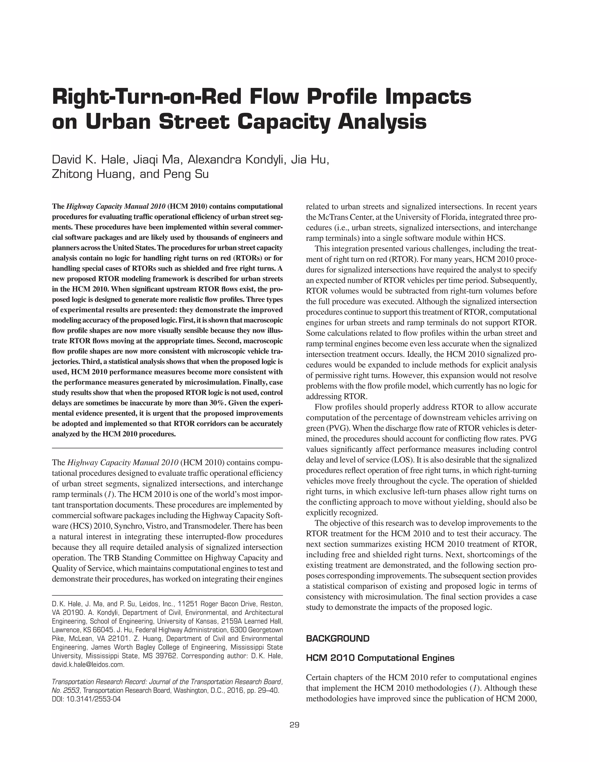 TRR RTOR Flow Profile Impacts 2016 | PDF