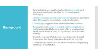 Security Analysts’ Views of the Financial Ratios of Manufacturers and Retailers | PPTX
