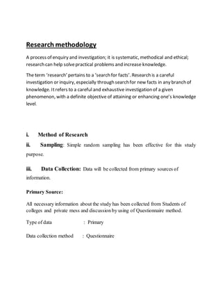 FOOD QUALITY OF MESS | PDF