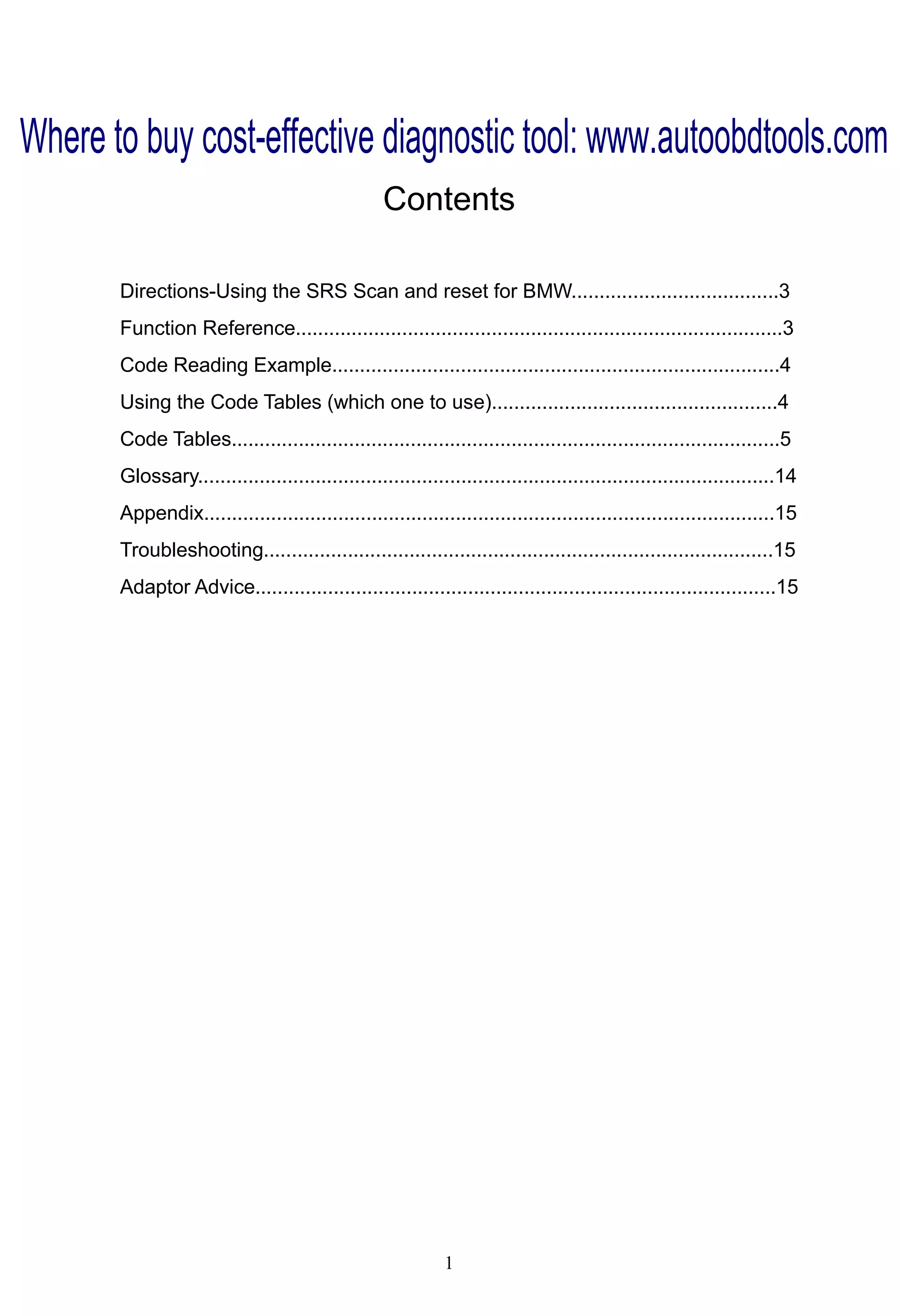 B800 bmw-airbag-srs-scan-reset-tool-user-manual | PDF