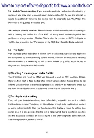 B800 bmw-airbag-srs-scan-reset-tool-user-manual | PDF
