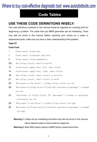 B800 bmw-airbag-srs-scan-reset-tool-user-manual | PDF