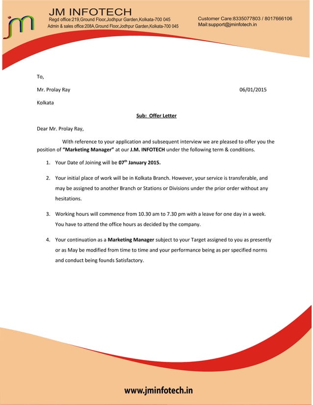 Offer Letter Print | DOC