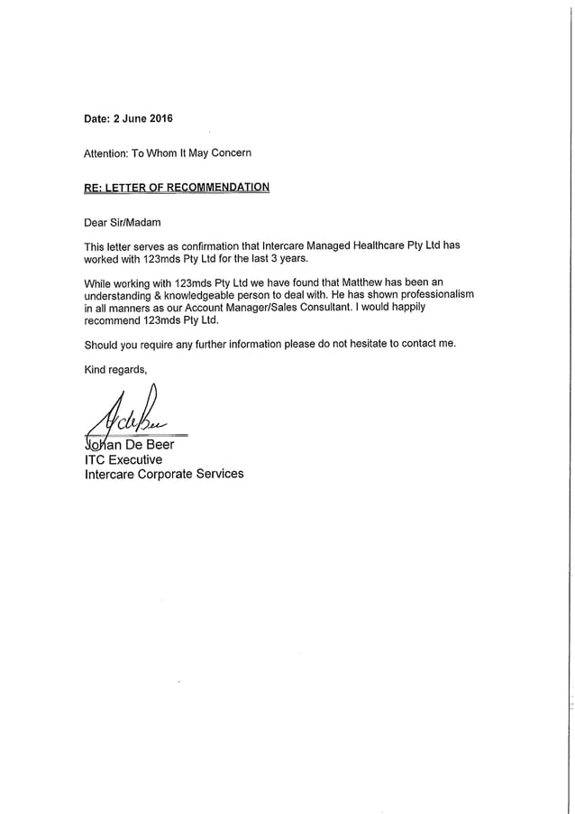Letter Of Recommendation - Intercare | PDF