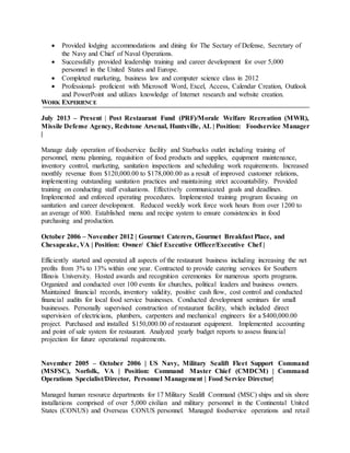 Food Service Director Resume A | DOCX