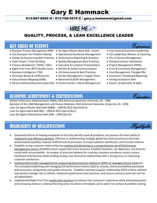 Gary Hammack Resume Oct 2015 V1 | PDF
