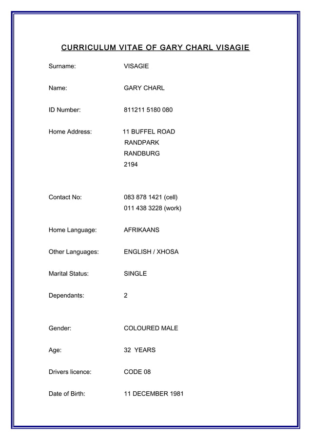 CV Gary Visagie | PDF