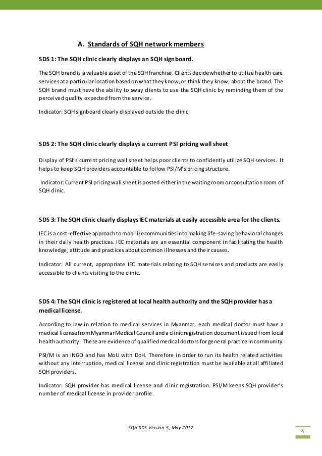 SQH Service Delivery Standards v5