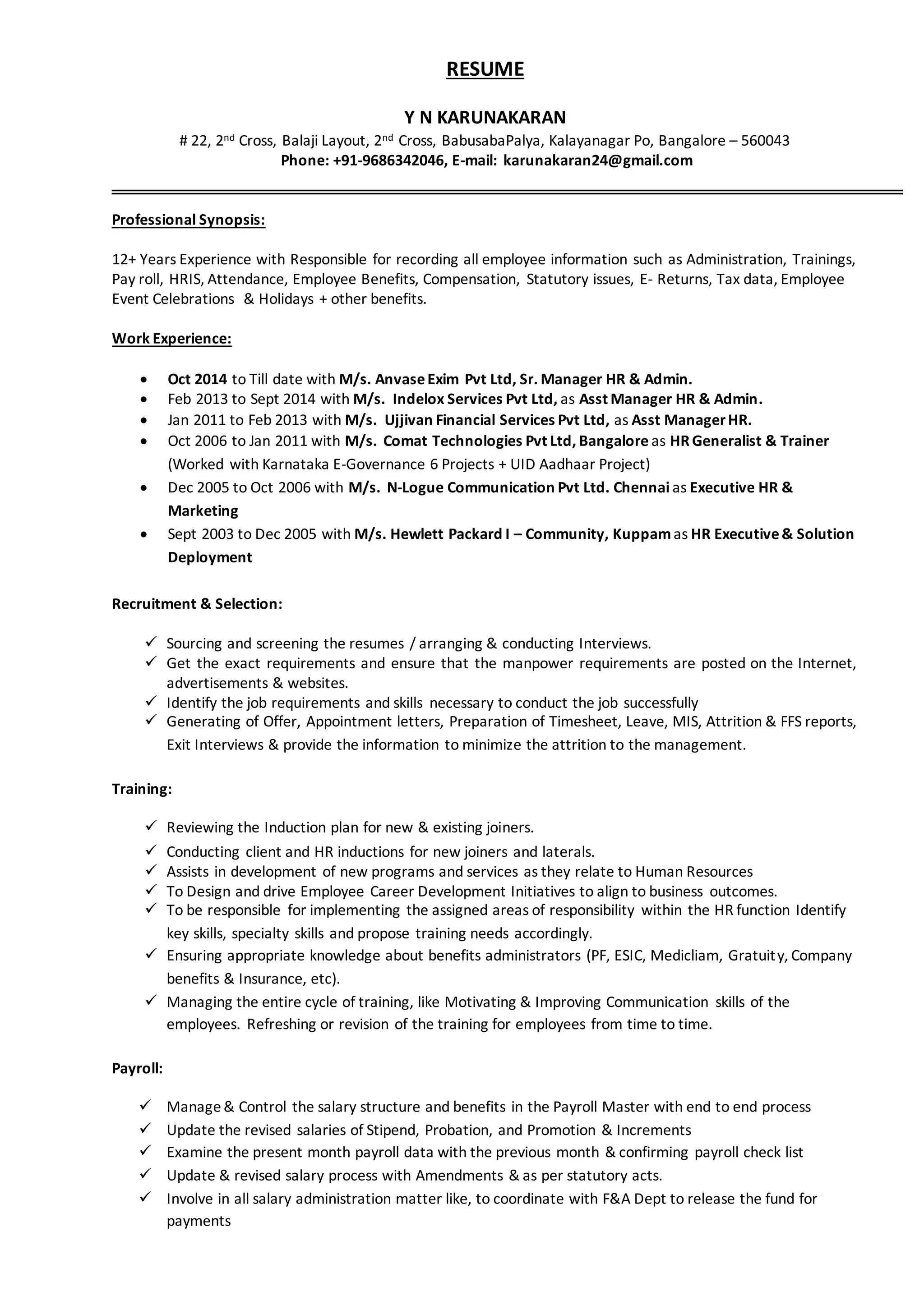 Karunakaran Resume - Nov 2016 | DOCX