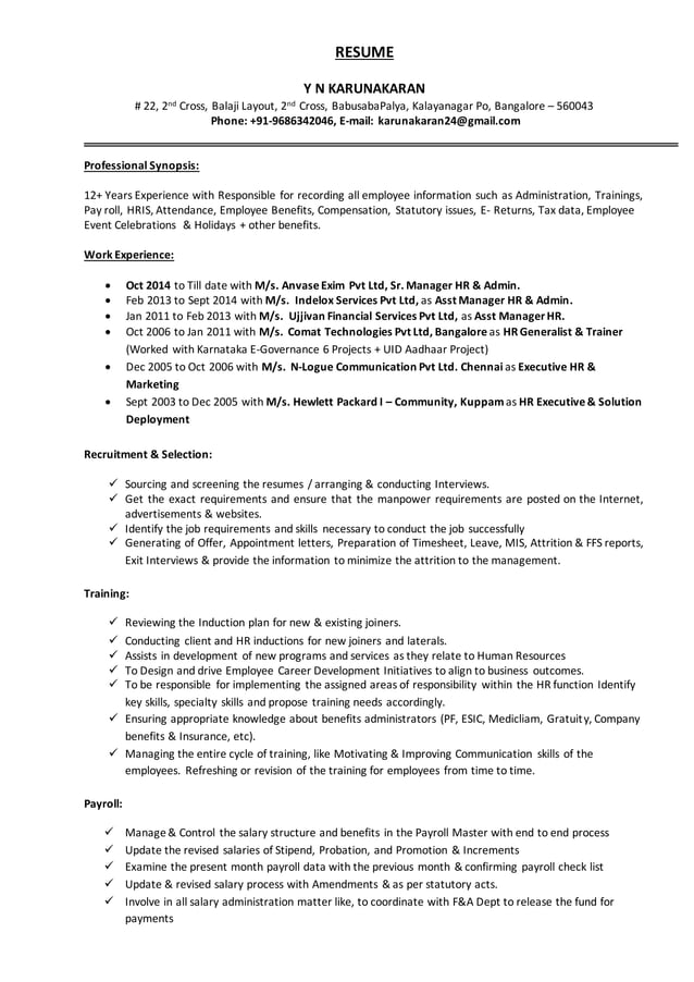 Karunakaran Resume - Nov 2016 | DOCX