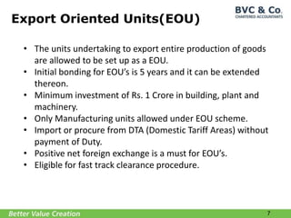 Transaction with SEZ and EOU | PPTX | Logistics | Business