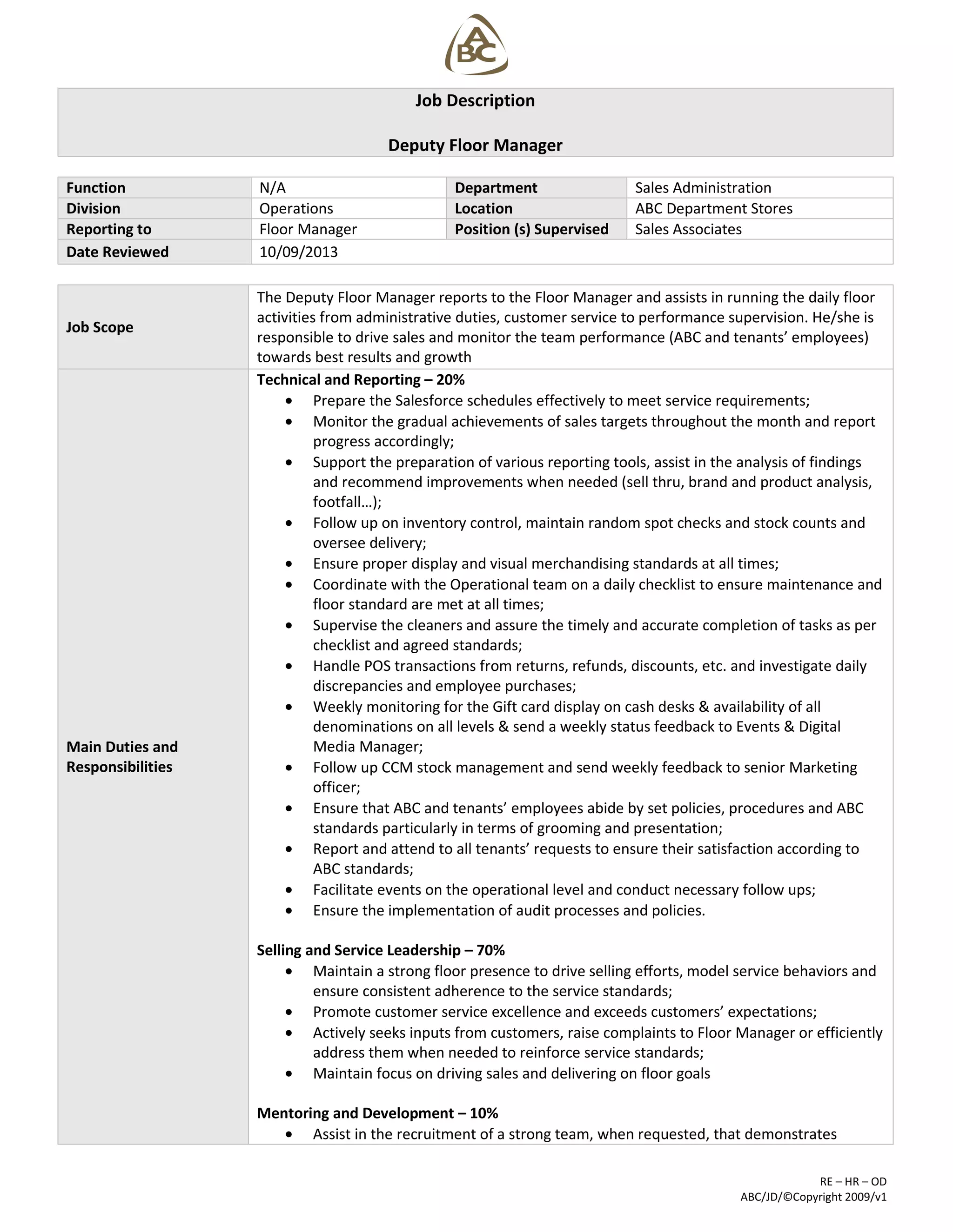 02. Deputy Floor Manager | PDF