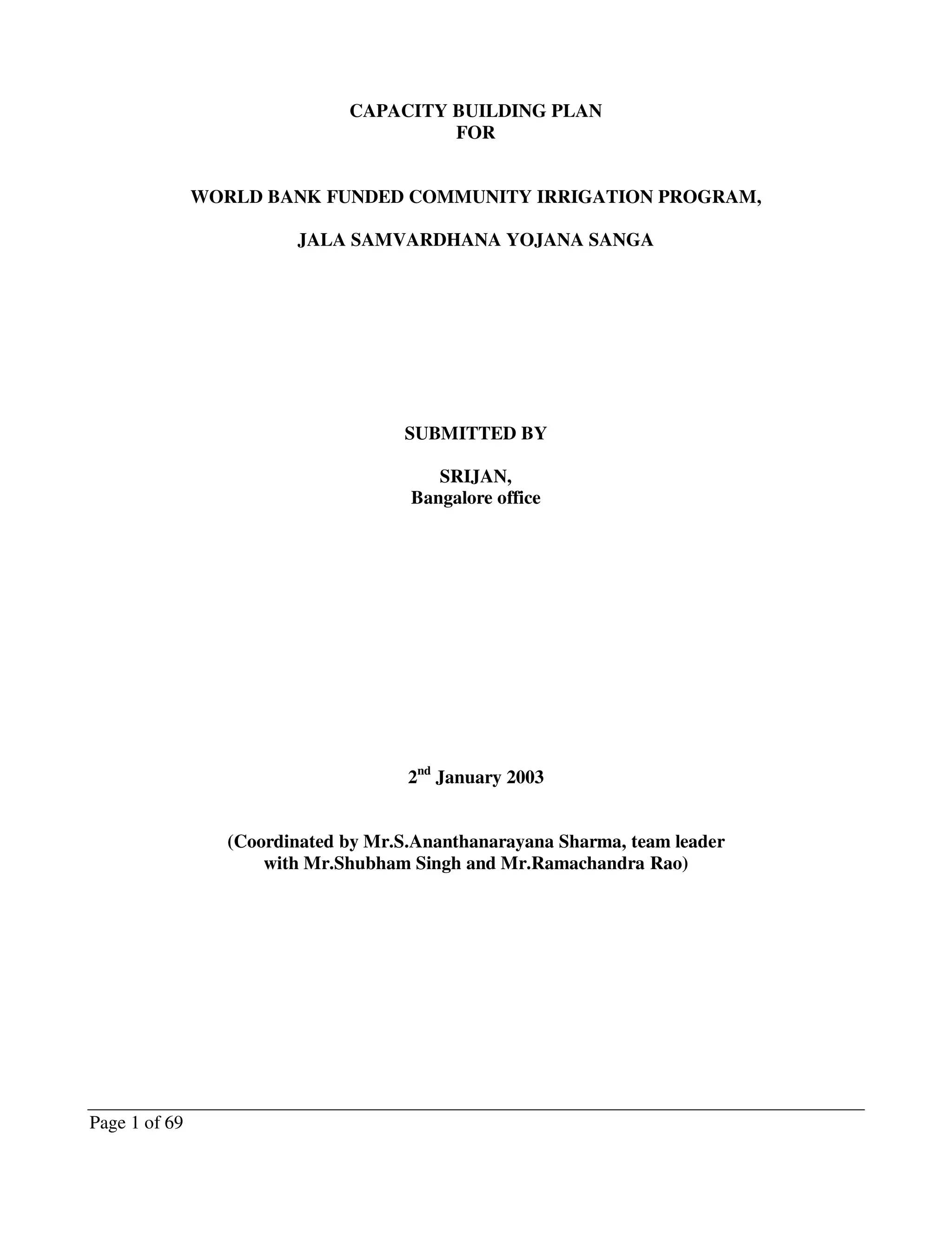 Capacity Building Plan for World Bank _2 Jan03_ | PDF