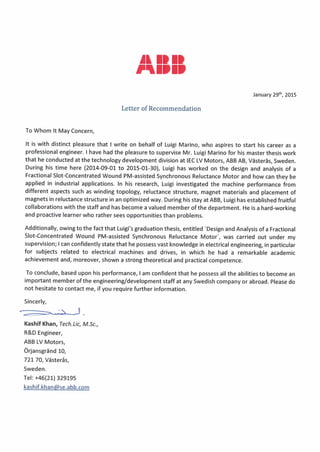 Reference letter Kashif Khan ABB | PDF