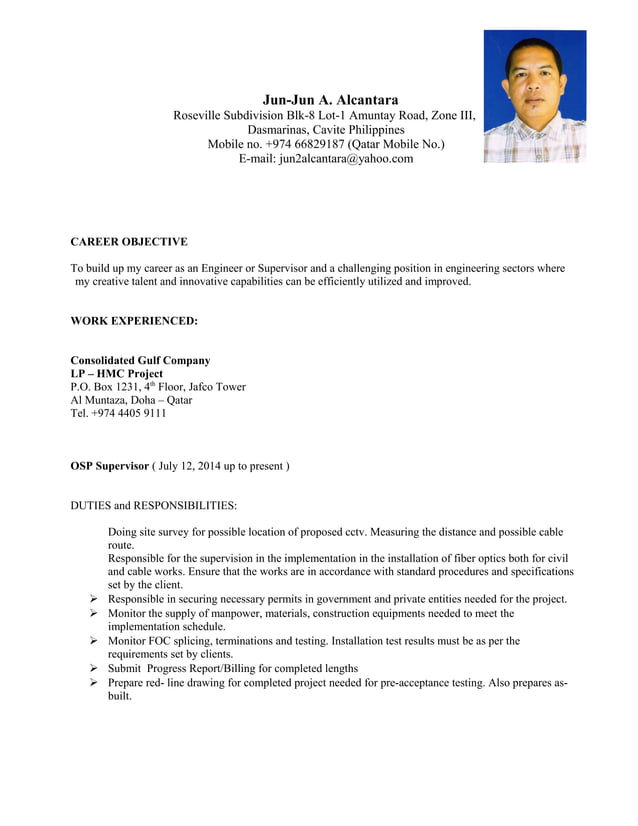 Jun-Jun ( my resume ) | DOC | Civil Engineering Industry | Industries