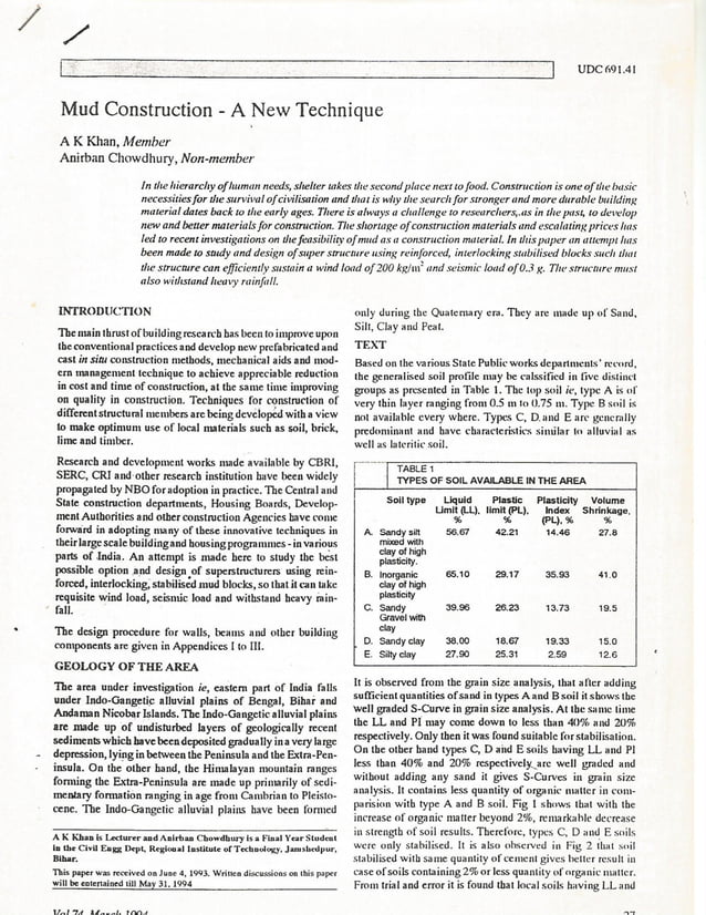MUD CONSTRUCTION A NEW TECHNIQUE | PDF