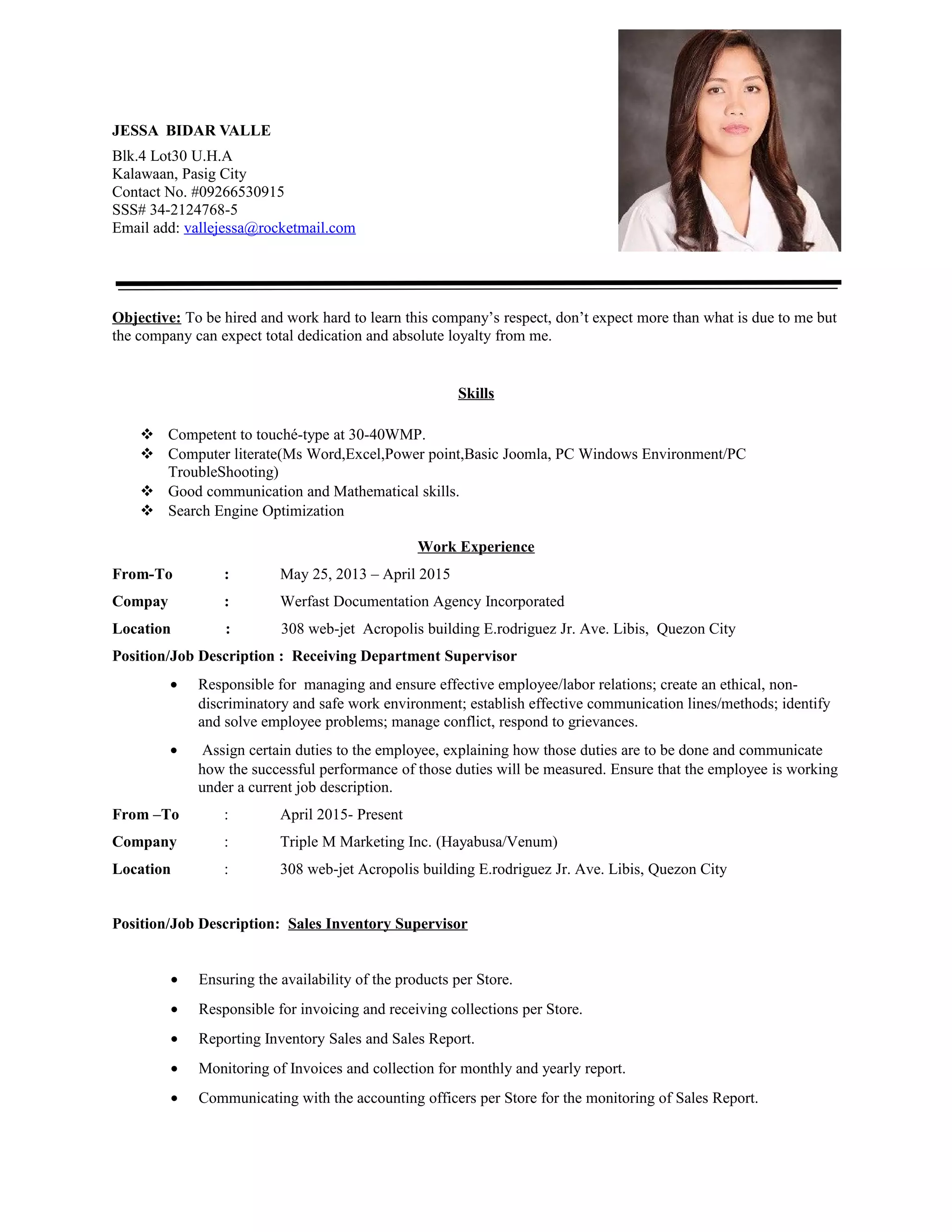 resume present | DOC