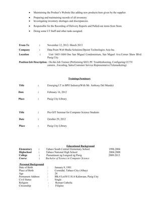 resume present | DOC