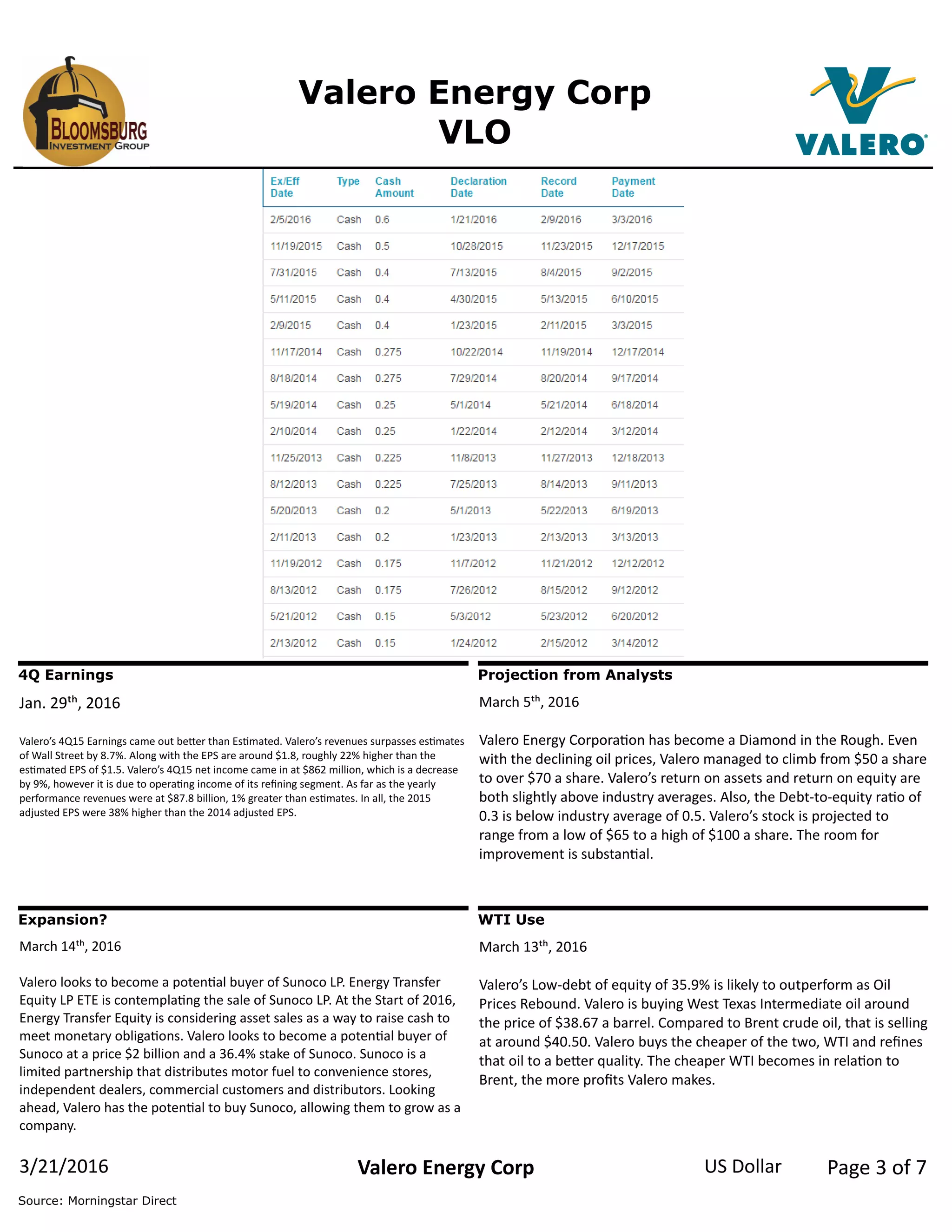 Valero Final Report | PDF