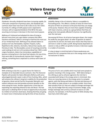 Valero Final Report | PDF