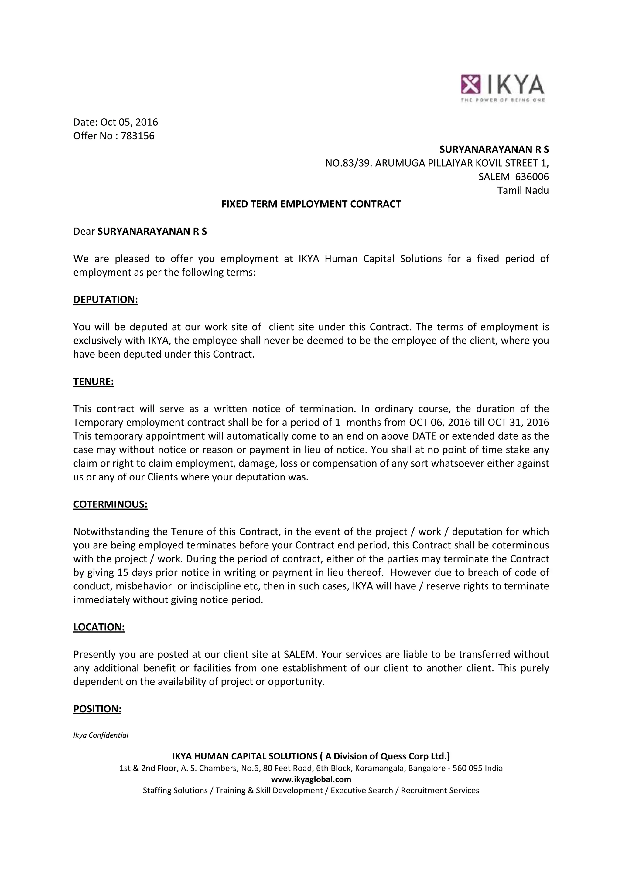 Offer Letter | PDF