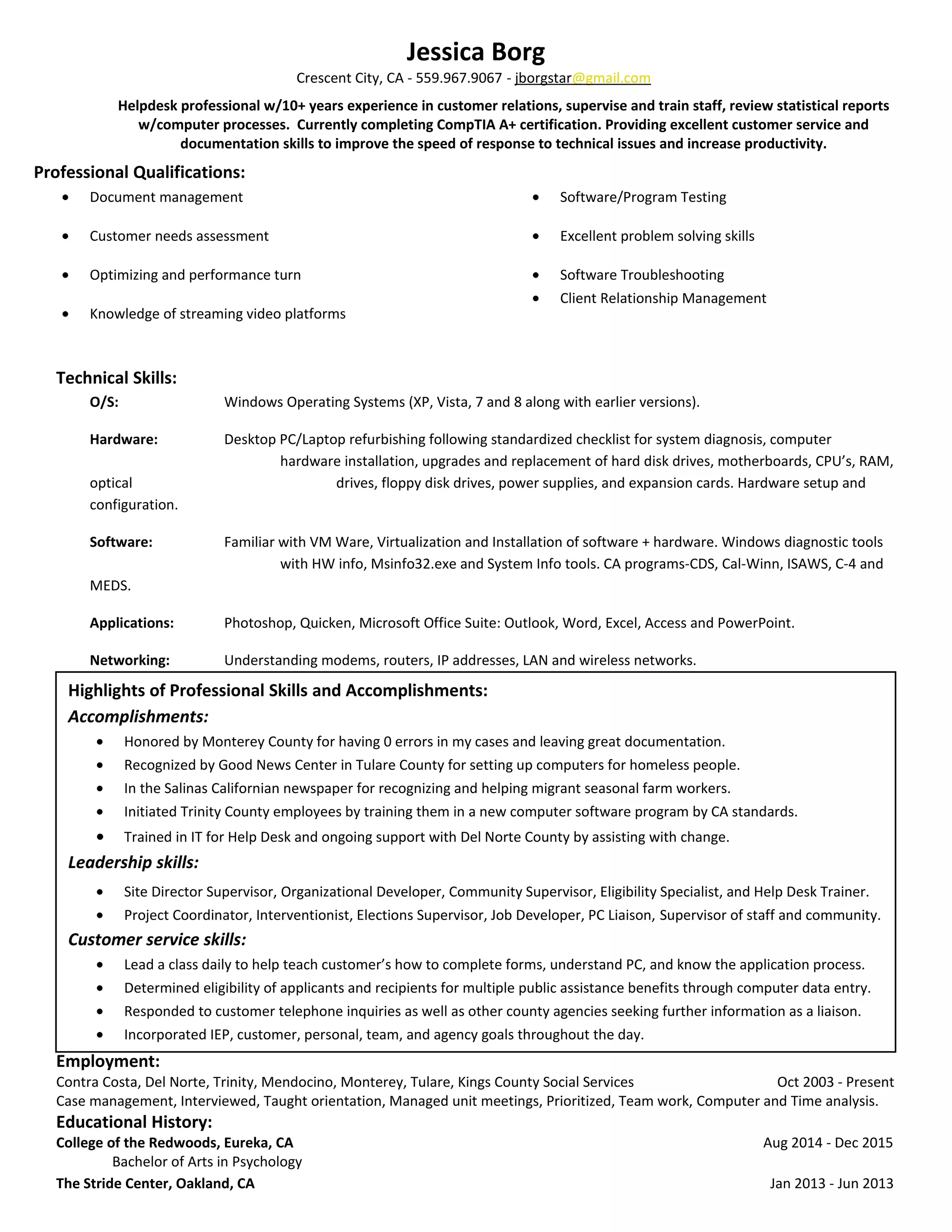 Jessica Borg Professional Resume 2015 | DOC