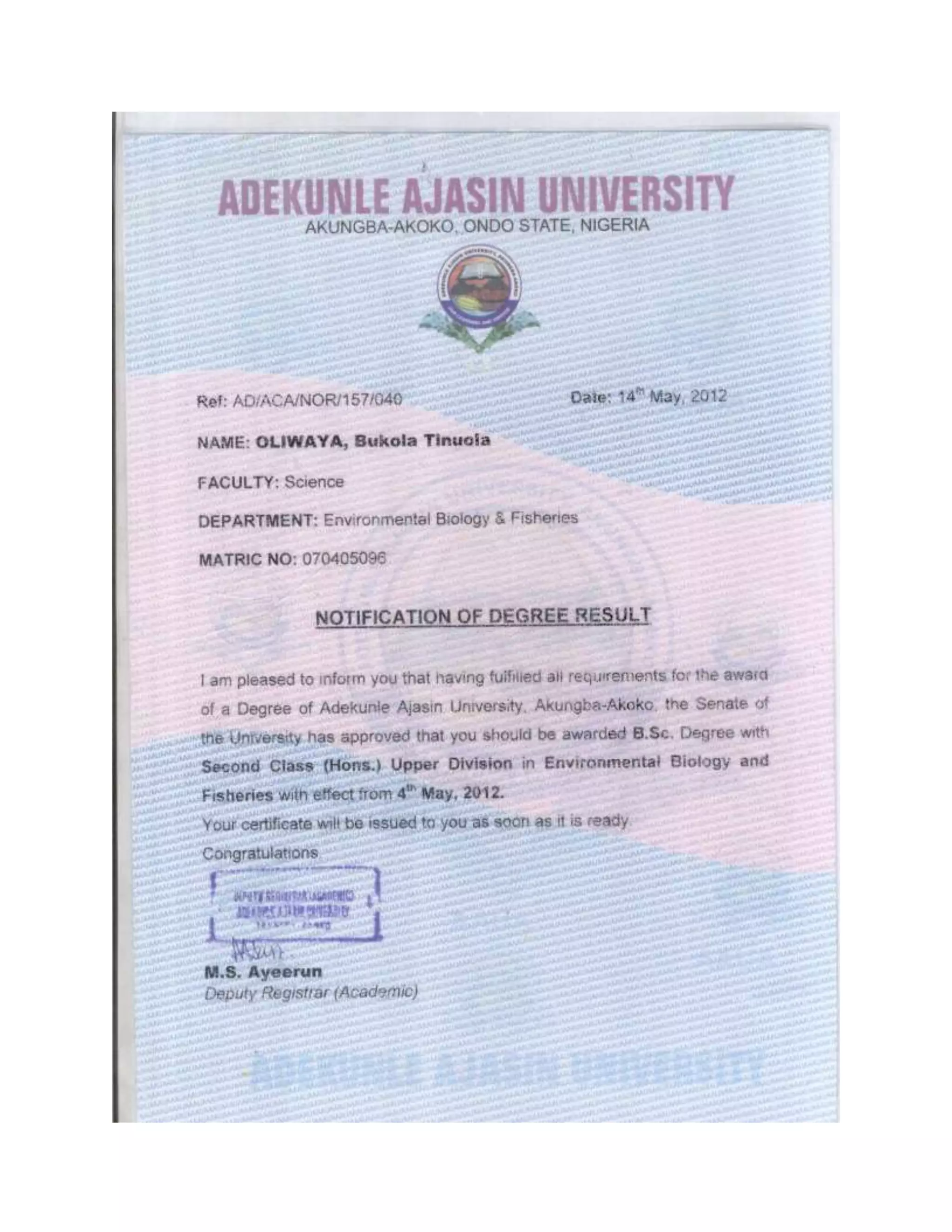 BSC CERTIFICATE | PDF