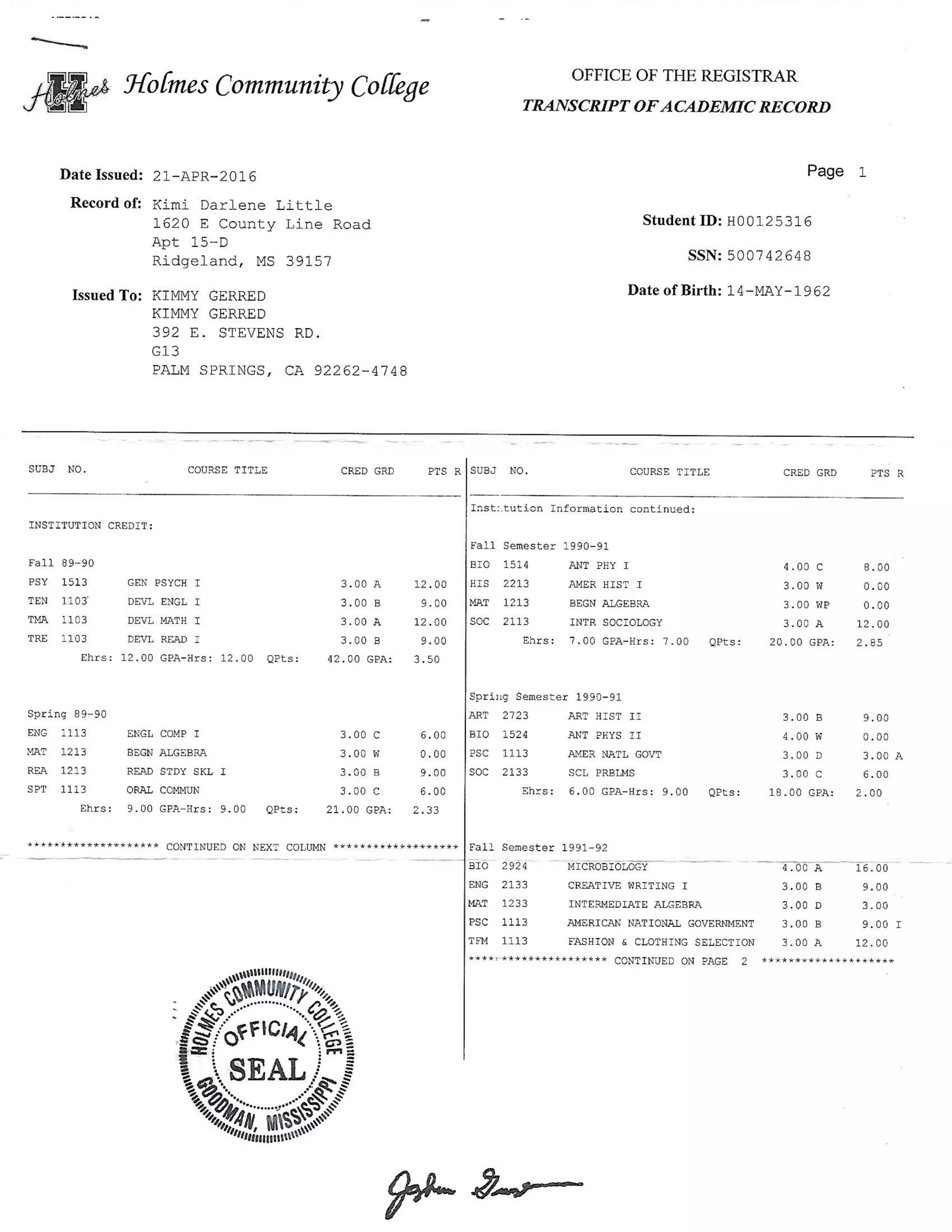 Holmes Transcript PDF | PDF