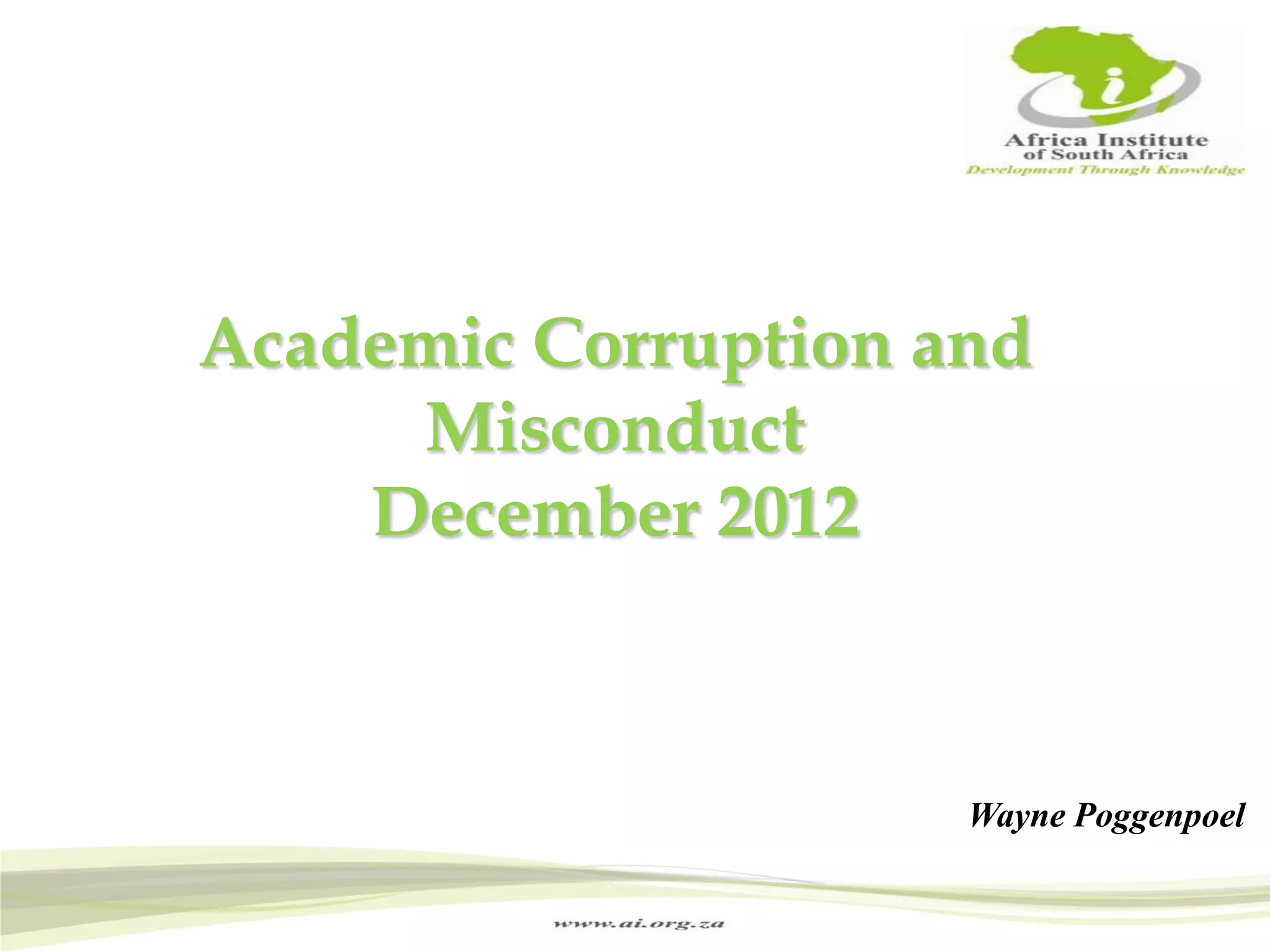 Academic Corruption and Misconduct | PDF