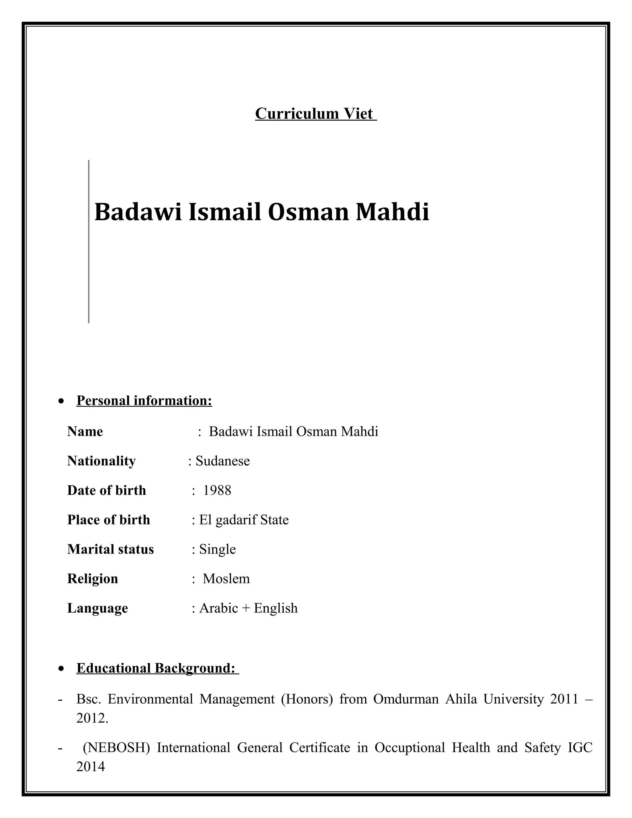 BADAWI ISMAIL OSMAN C.V-1 | DOC