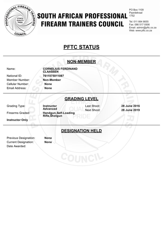 PFTC Status CF CLAASSEN | PDF