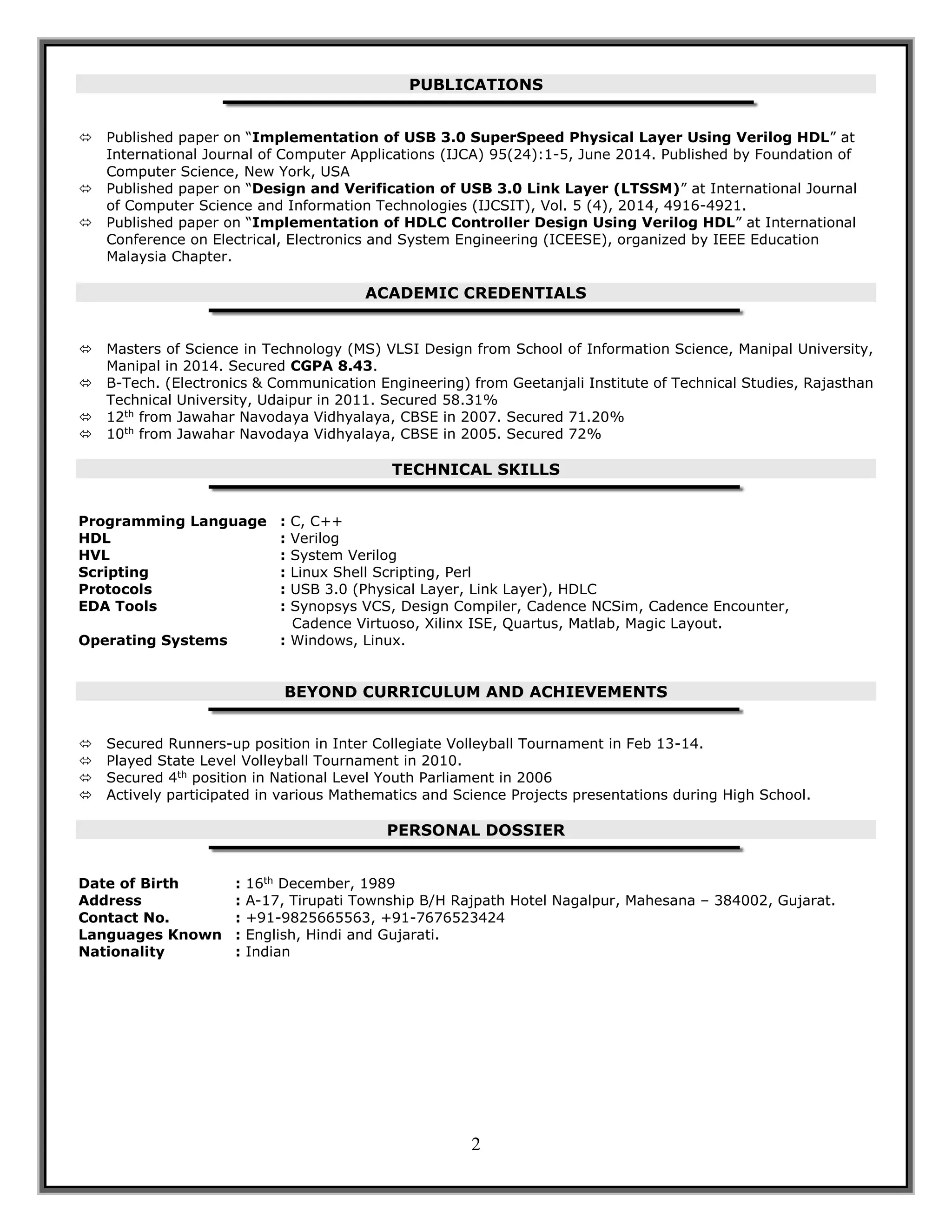 Hardik_VLSI_Resume | PDF