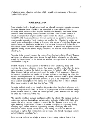 THE TEACHING OF PEACE EDUCATION | DOCX