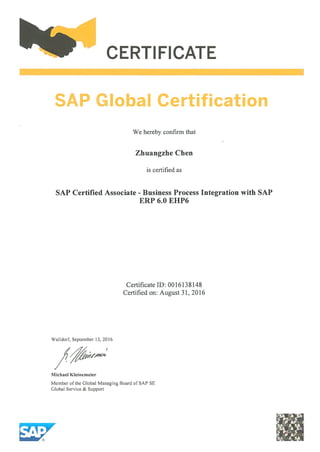 SAP certificates | PDF