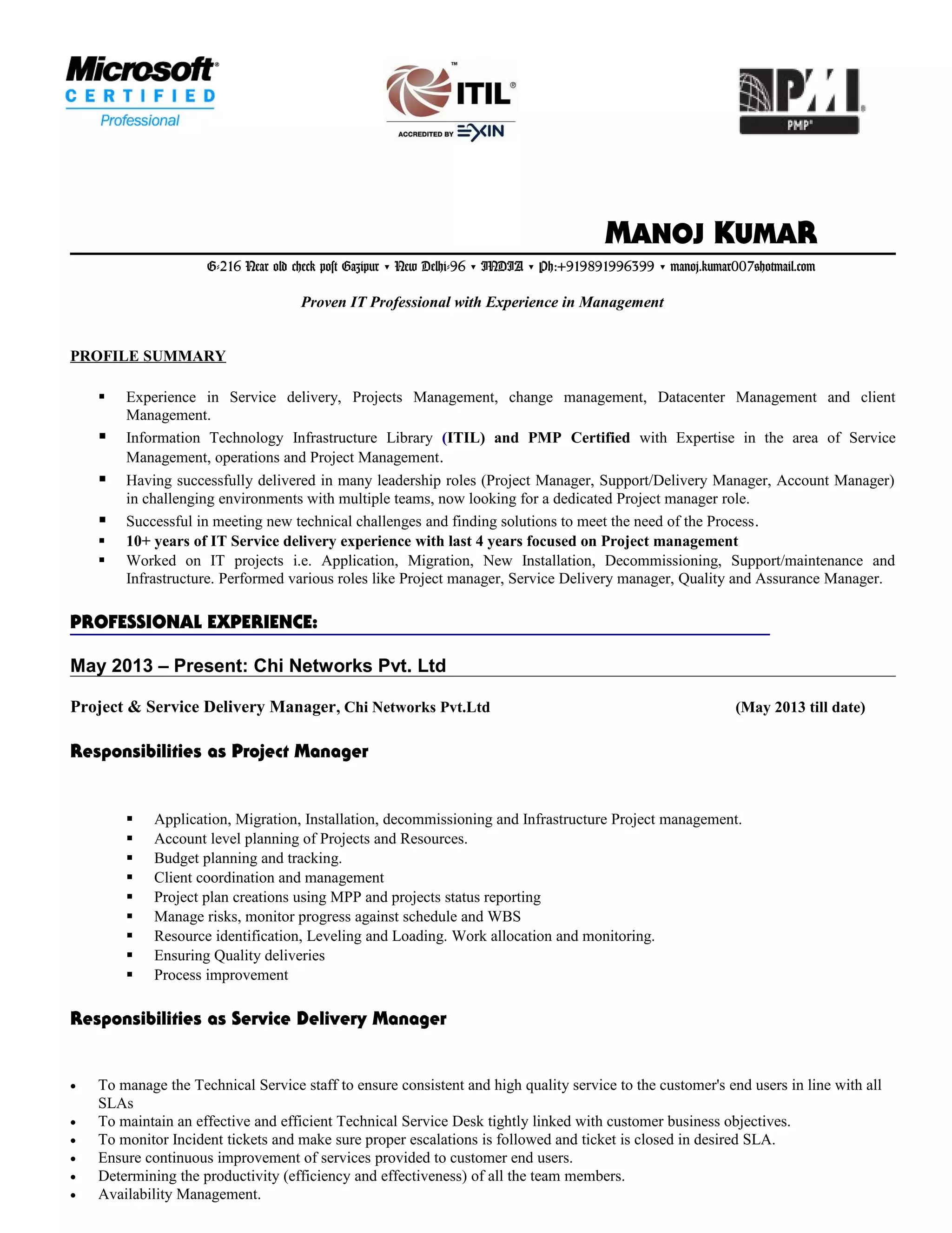 Resume (Manoj Kumar) | DOC