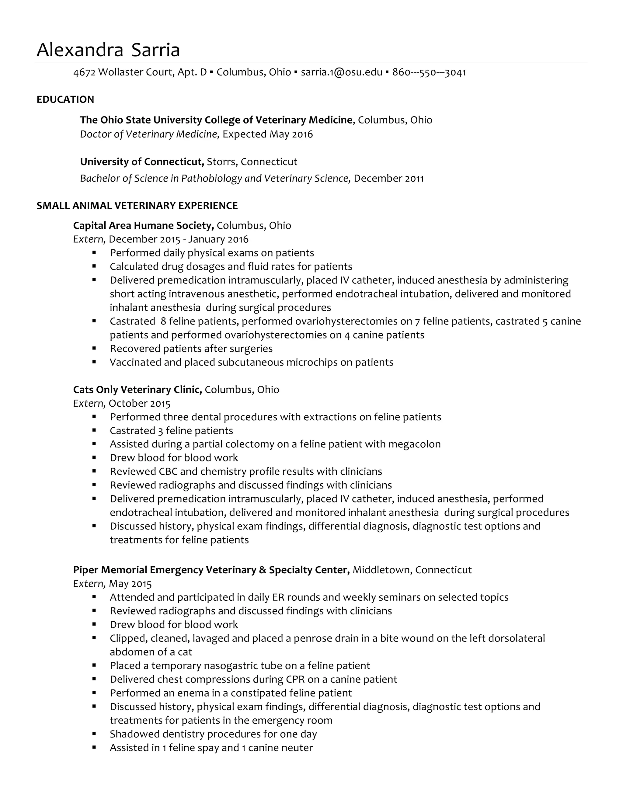 Alexandra Sarria Resume | PDF