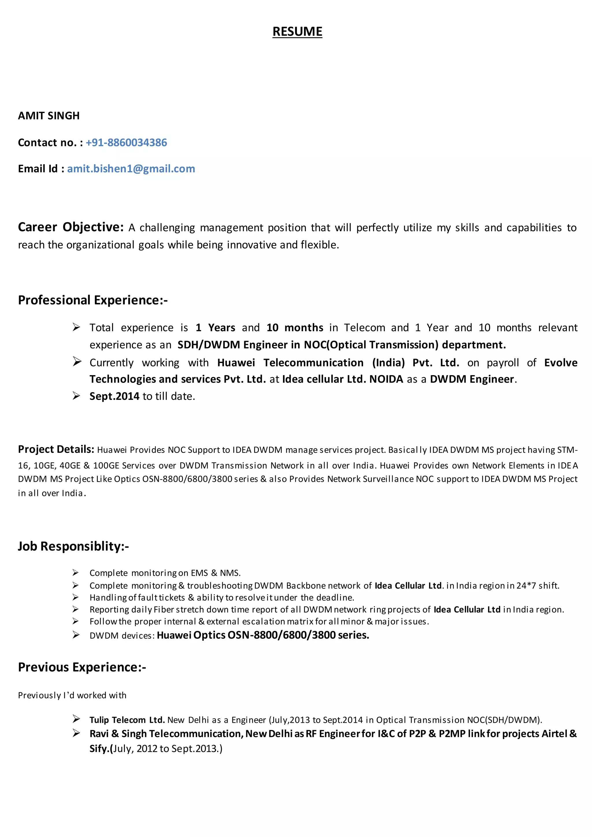 Amit singh(Resume) | DOCX