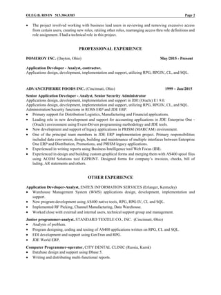 Rivin Oleg JDE Resume | DOC