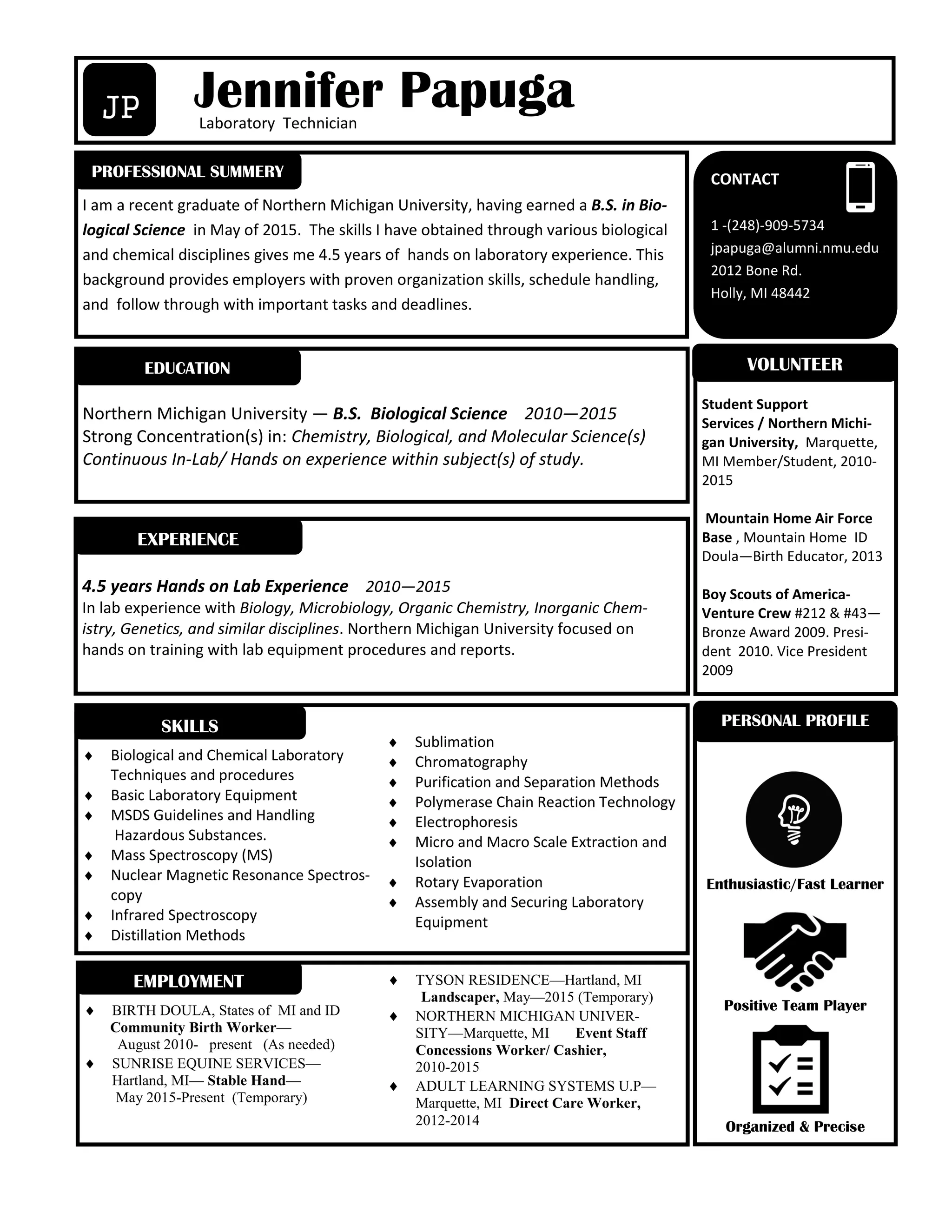 Jennifer Papuga RESUME | PDF | Chemistry | Science
