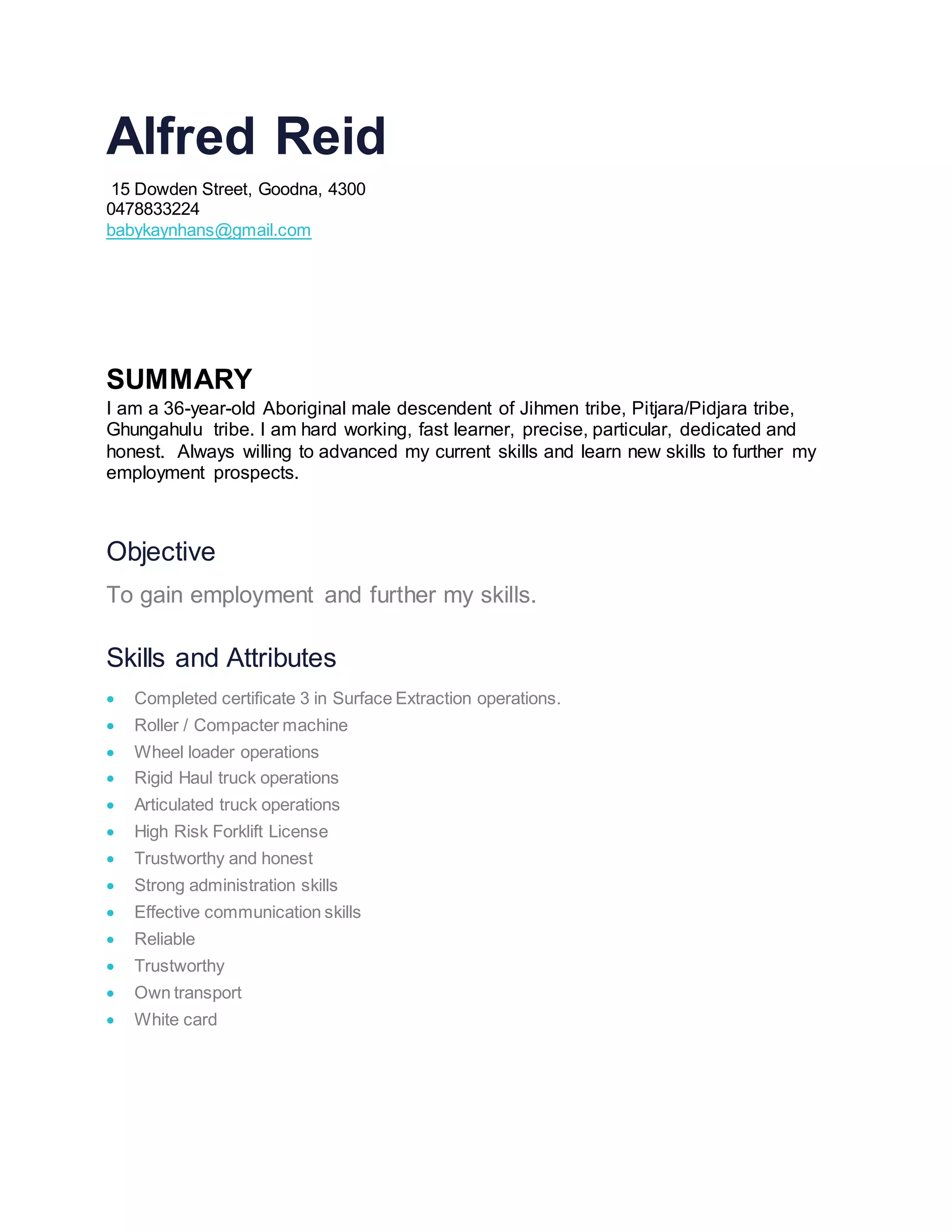 alfred reid resume | DOCX | Careers