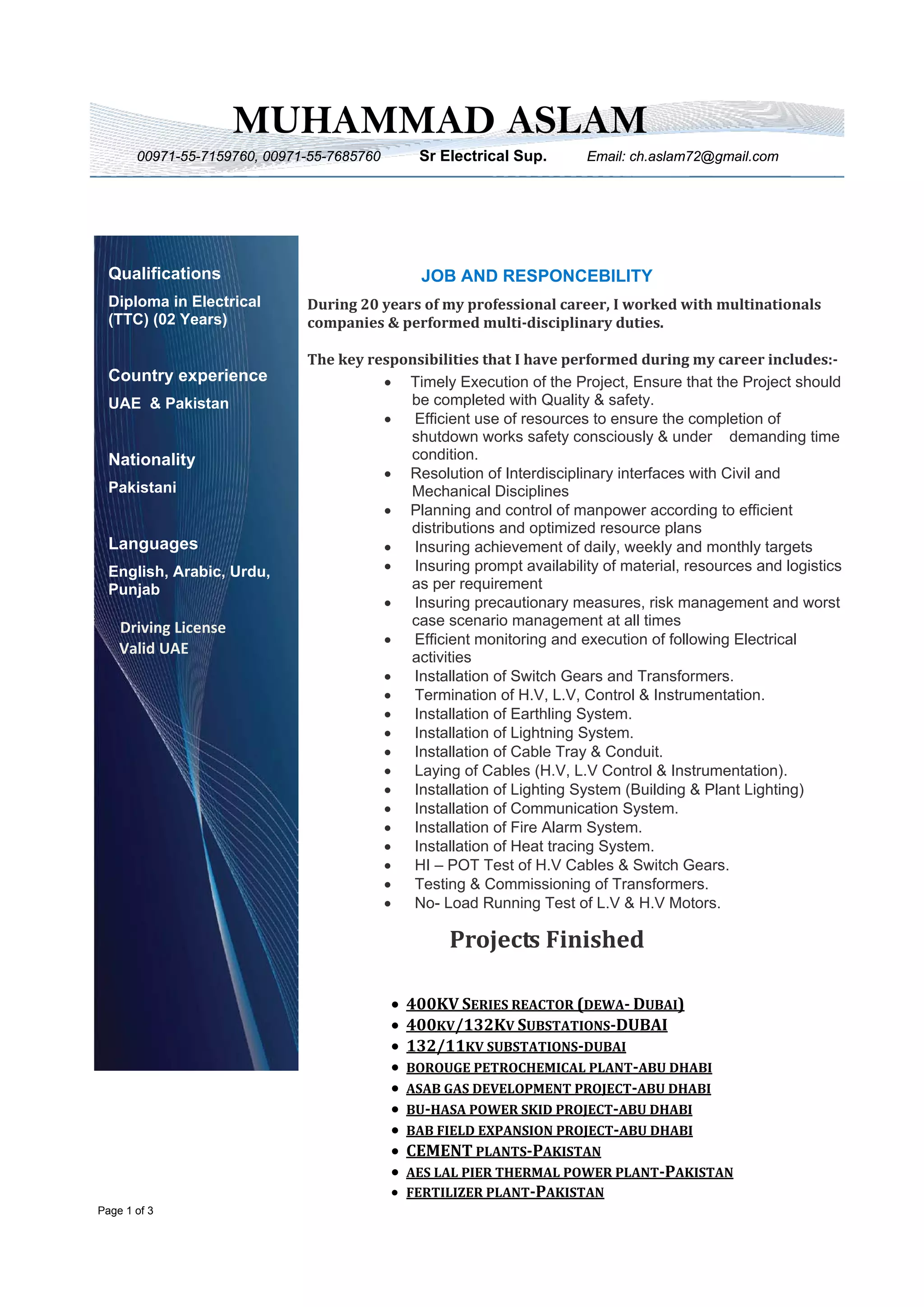 ASLAM CV PDF (02-April2015) | PDF