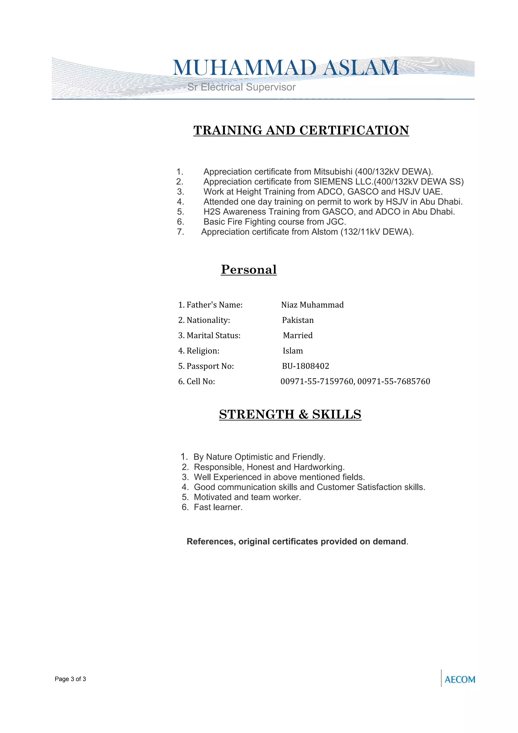 ASLAM CV PDF (02-April2015) | PDF