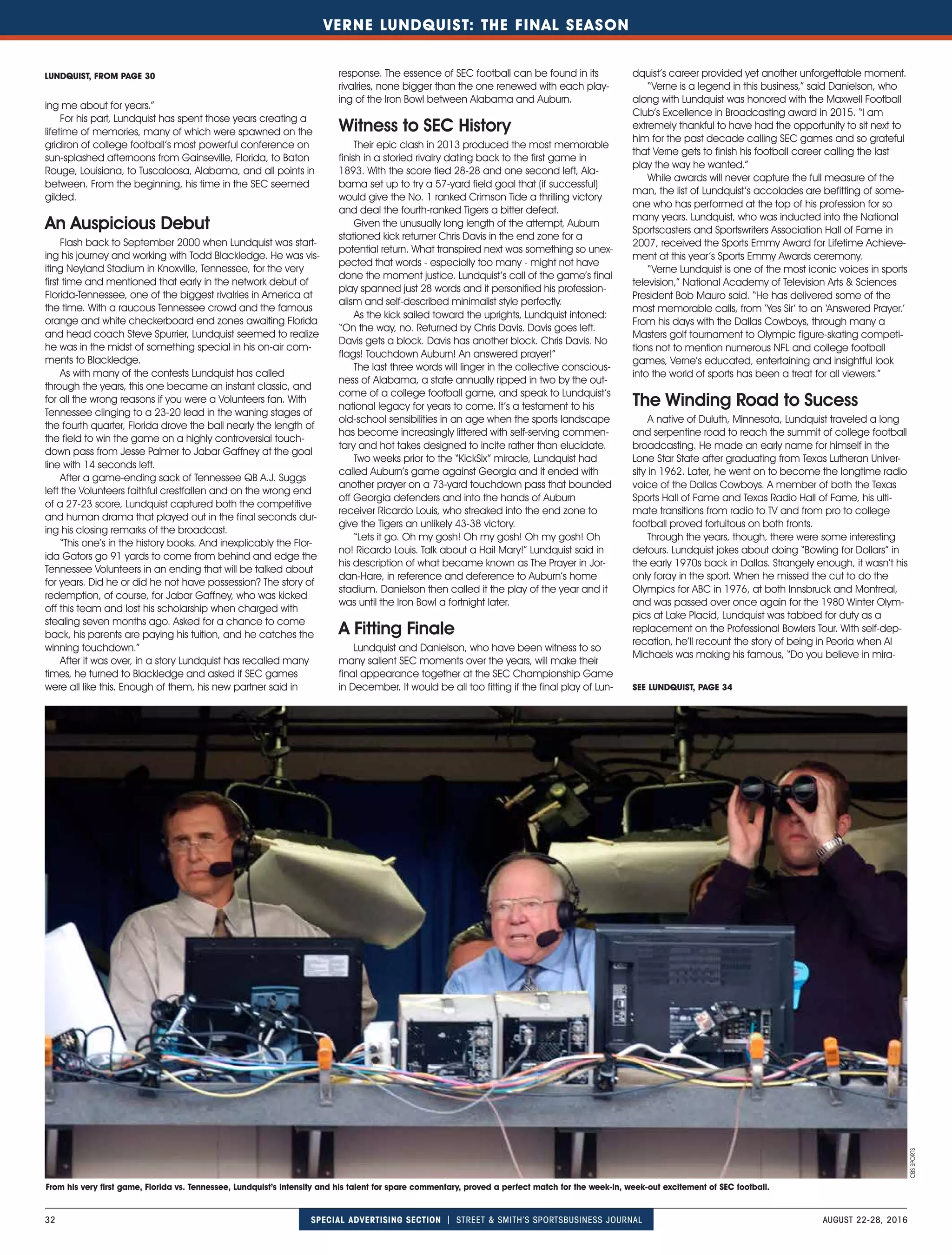 Verne Lundquist Tribute Section | PDF