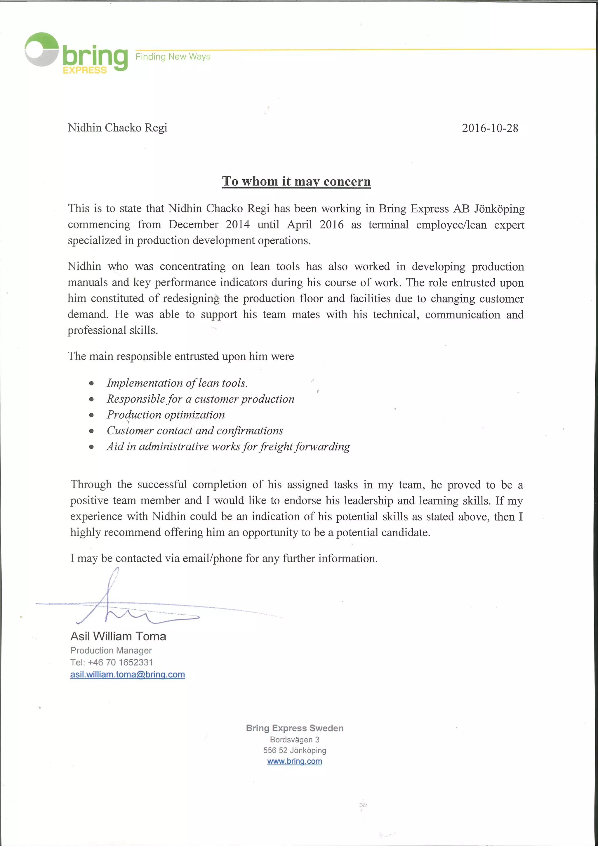 bring reference letter | PDF