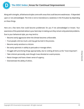 Innermetrix DISC Assessment-Christy_Holcomb | PDF