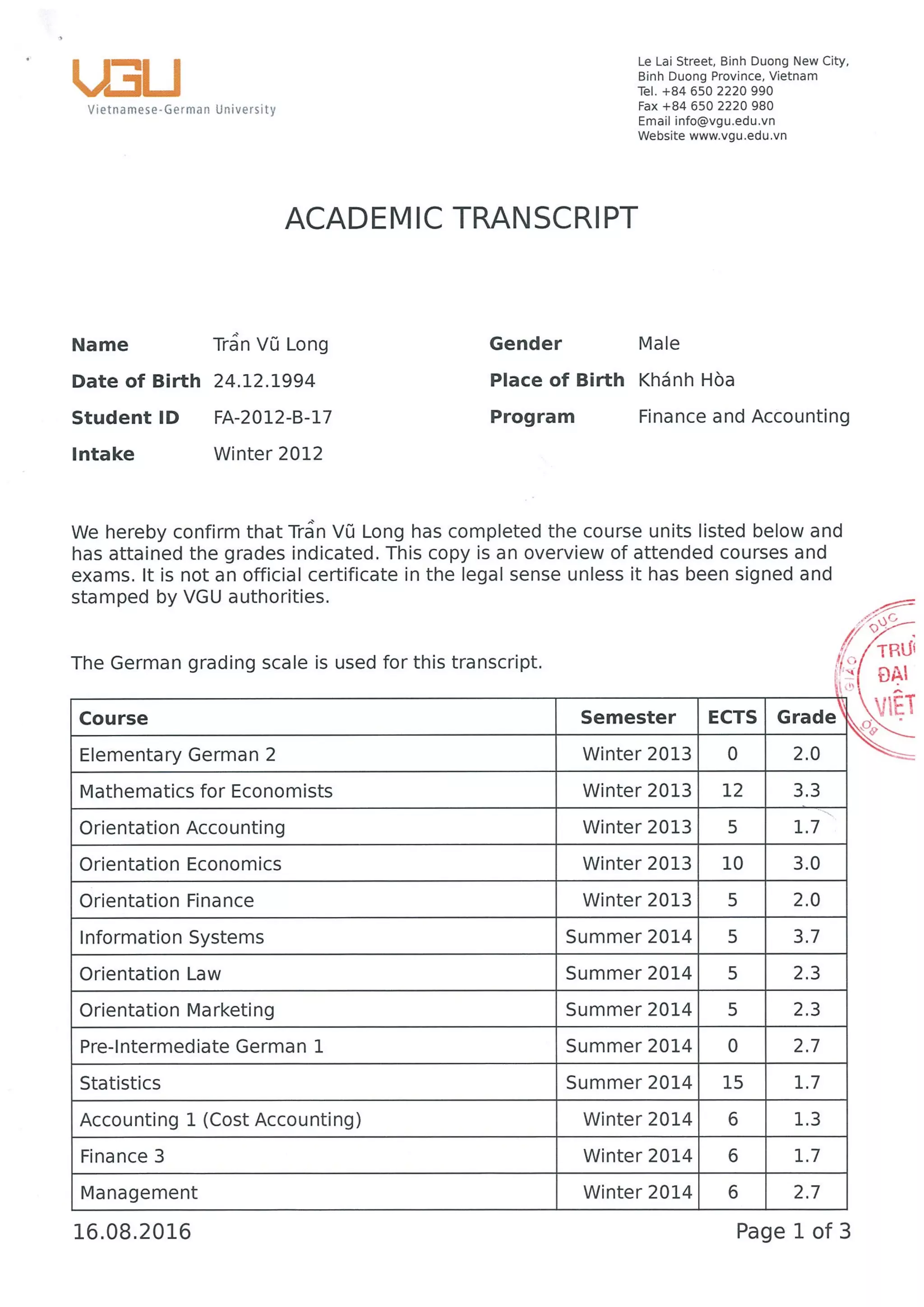 Academic Transcript Total | PDF