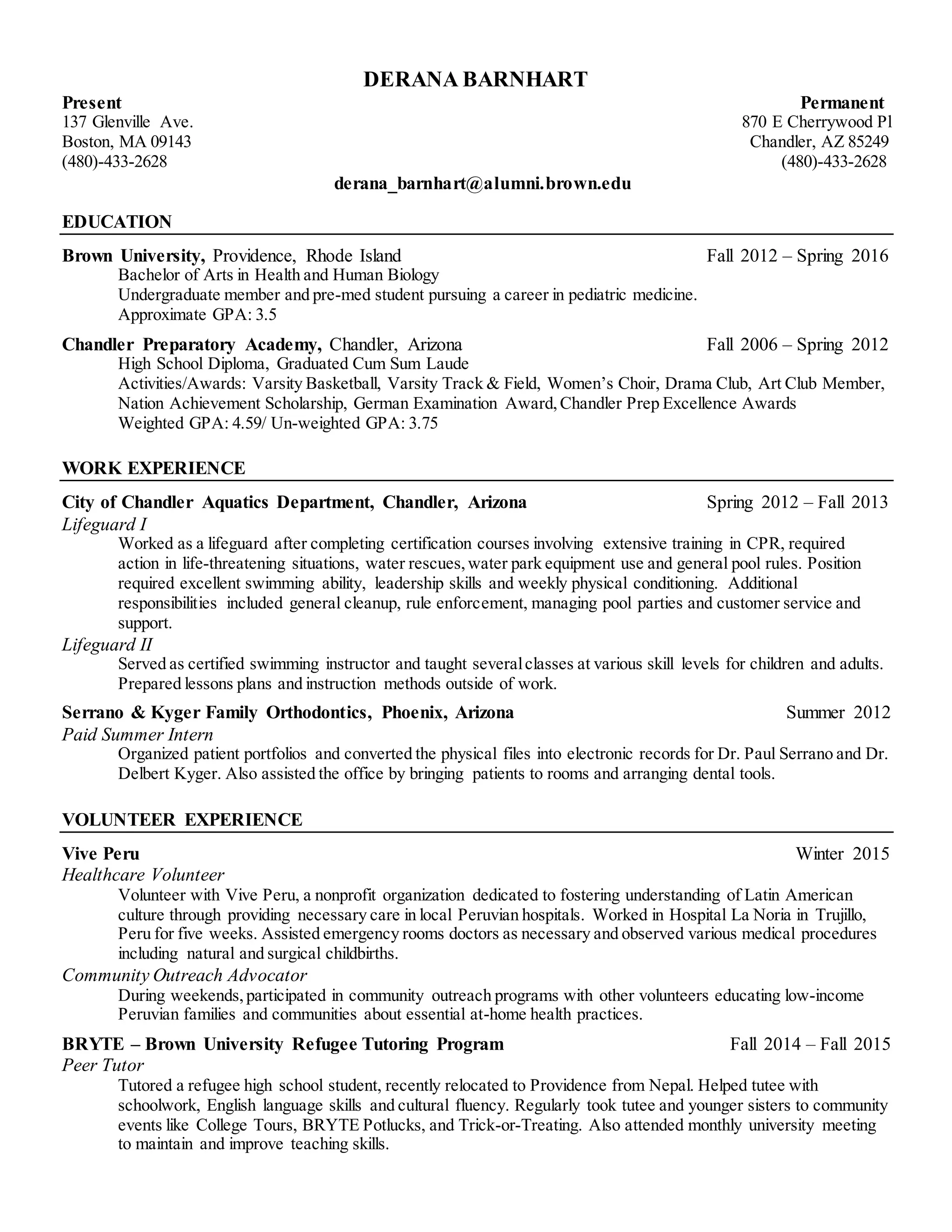 Derana Barnhart Resume | PDF | Education