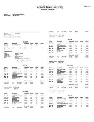 Unofficial Transcripts David Mejia | PDF