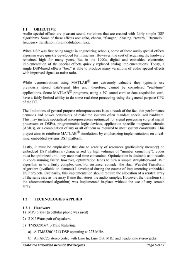 Technical Documentation_Embedded_Acoustic_DSP_Projects | PDF