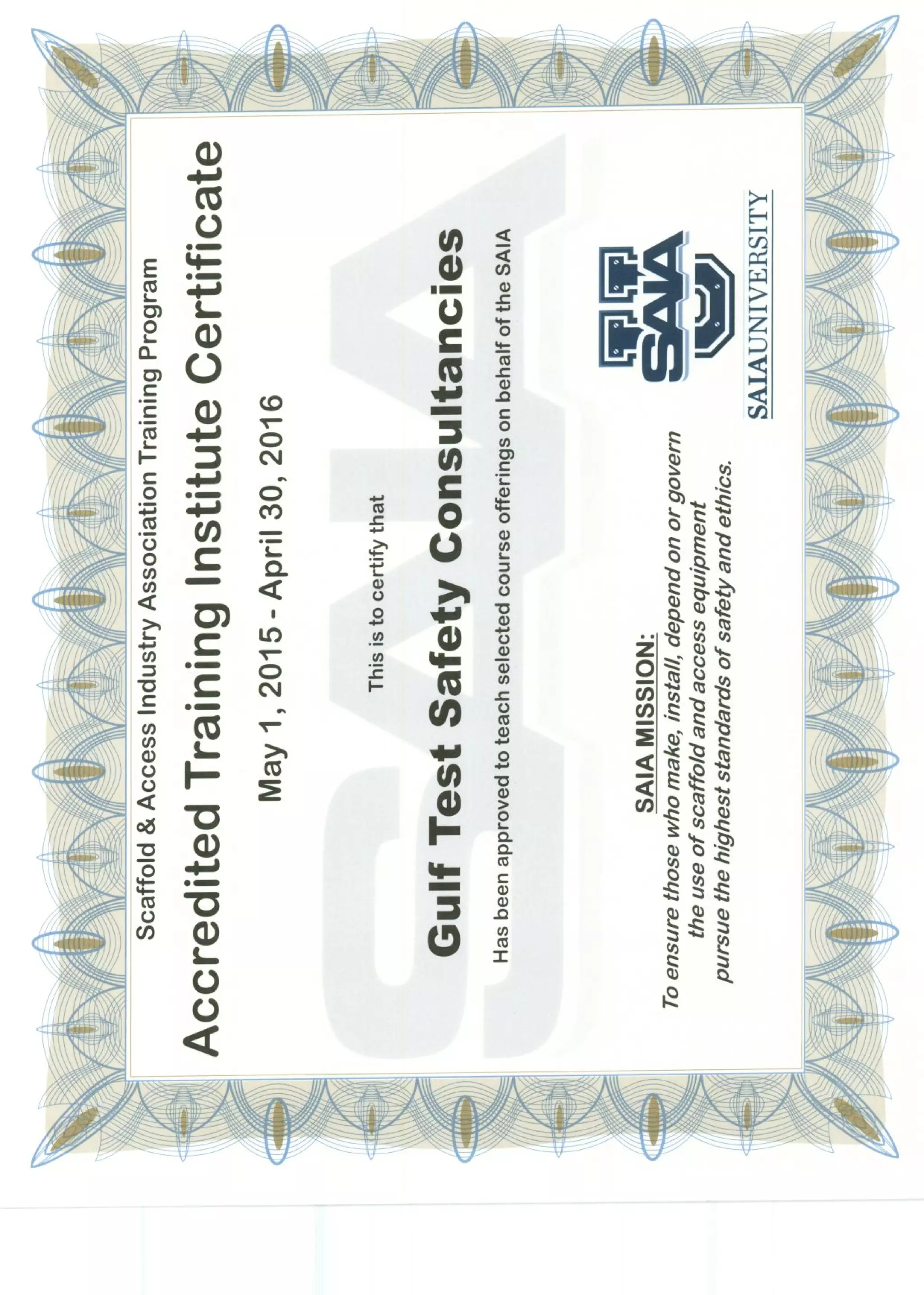 SAIA Certificate | PDF